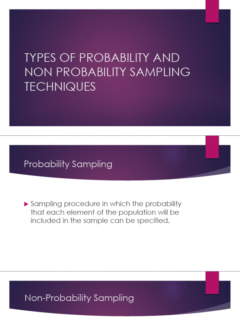 Probability and Non Probability Sampling Techniques | PDF