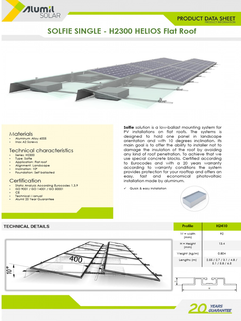 H2300 SOLFIE SINGLE Flat Roof | PDF | Technology & Engineering