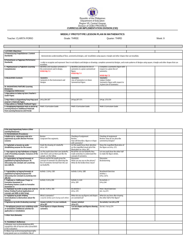 DLL - Mathematics 3 - Q3 - W5 | PDF