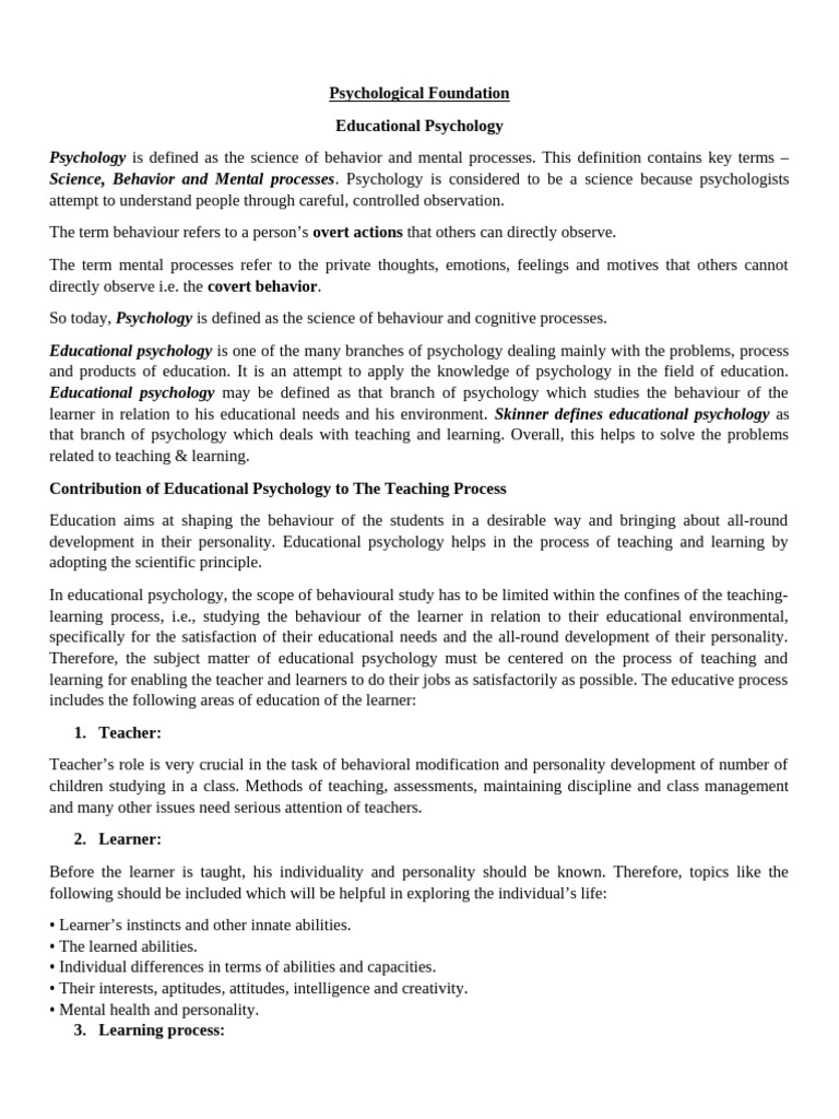 Understanding Educational Psychology | PDF | Learning | Self-Improvement
