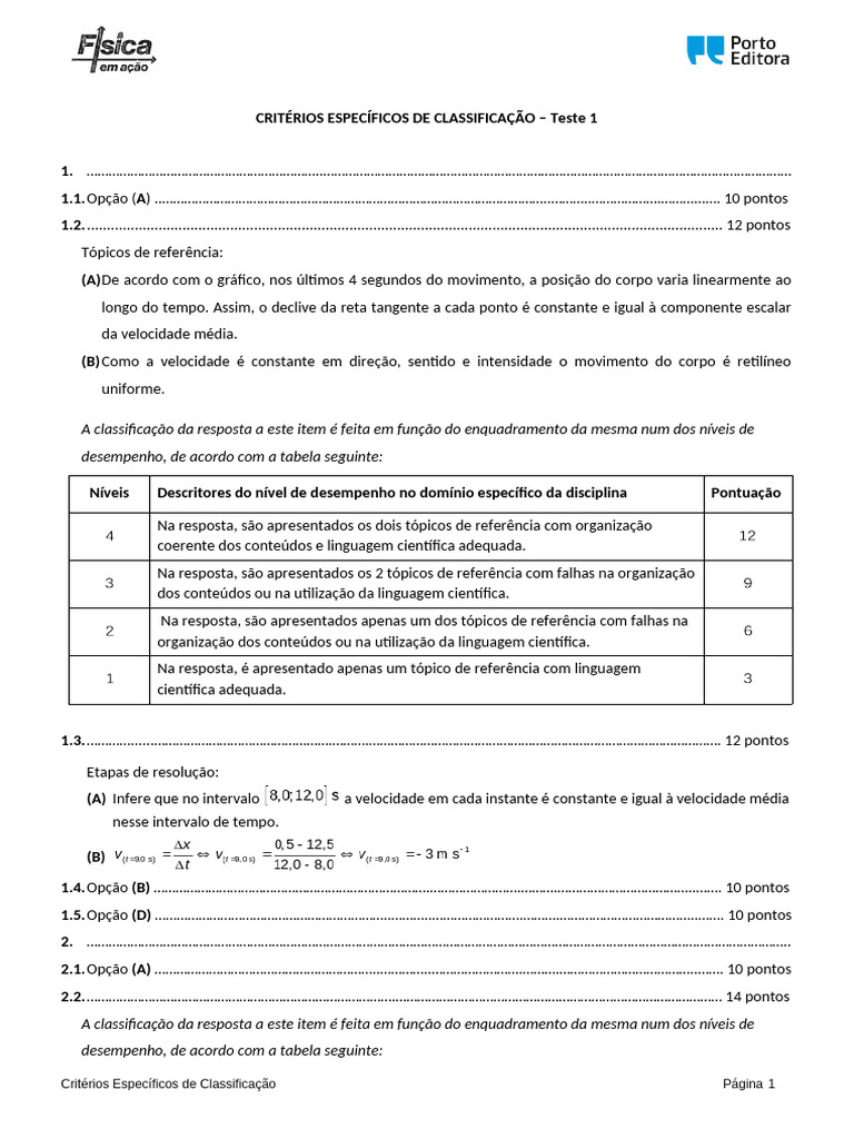 Fa11 Teste Avaliacao 1 Crit Classificacao | PDF