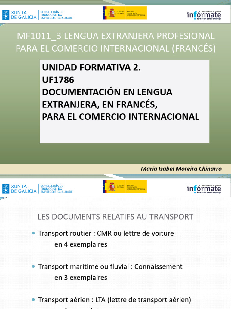 Uf1786 Documentacion en Francés para El Comercio Internacional en PDF | PDF