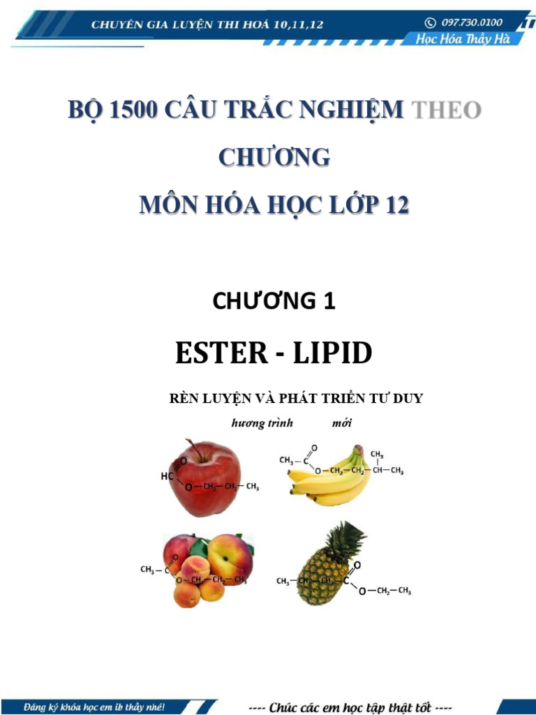 1.1.Hs. 480 Câu Trắc Nghiệm Ester - Lipid.. | PDF