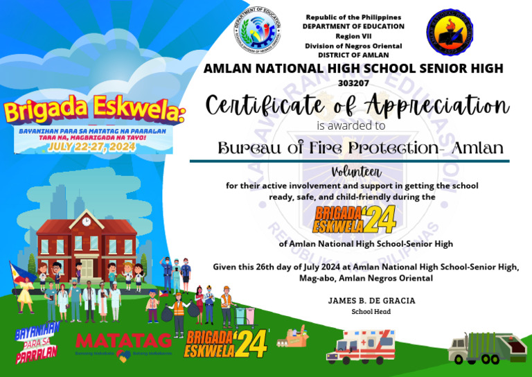Brigada Eskwela 2024 Certificate Template | PDF