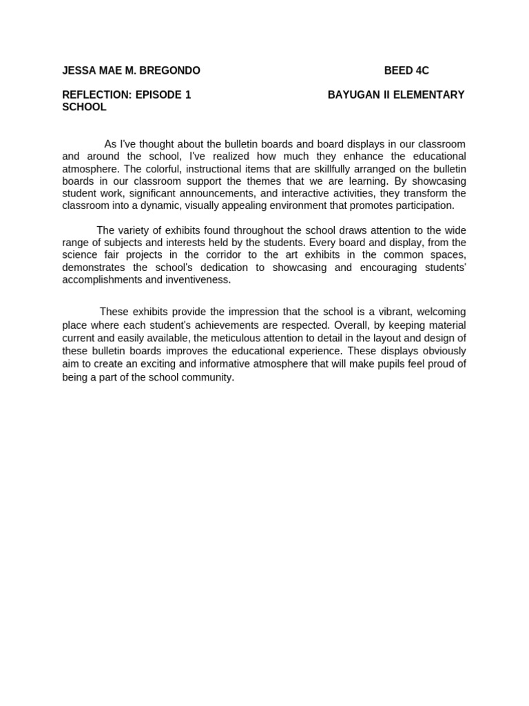 Fs 1 1 8 Ep Reflection Mae | PDF