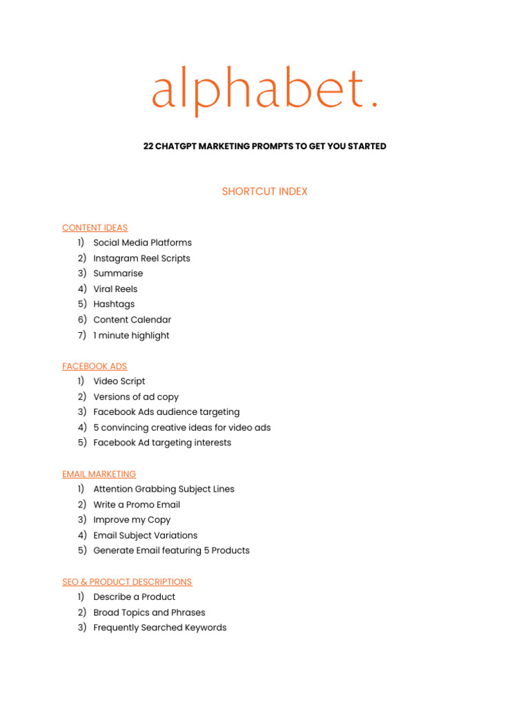 Chat GPT Prompt Starters | PDF