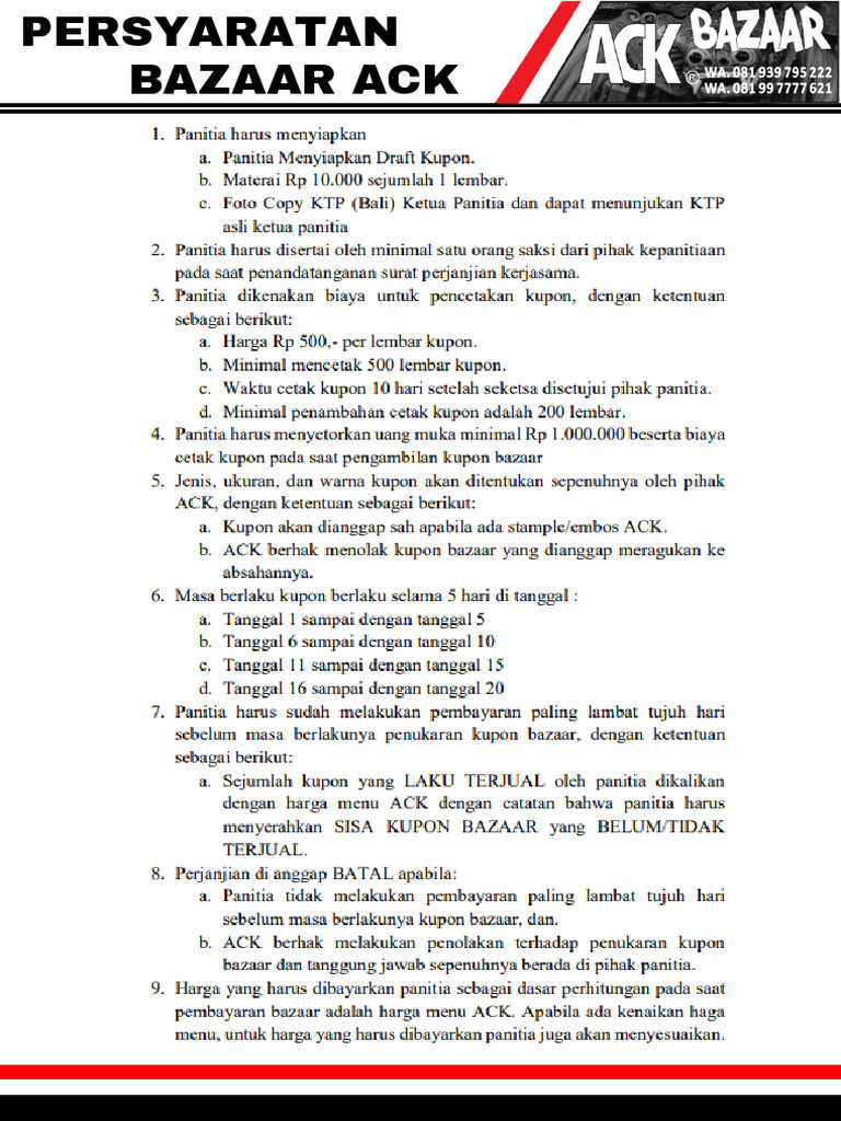 Persyaratan BAZAAR ACK Fried Chicken (15) | PDF