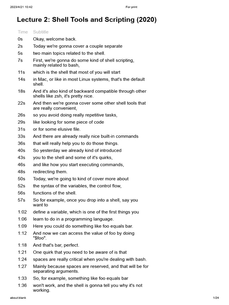 Lecture2 - Shell Tools and Scripting | PDF | Computer File | Directory (Computing)