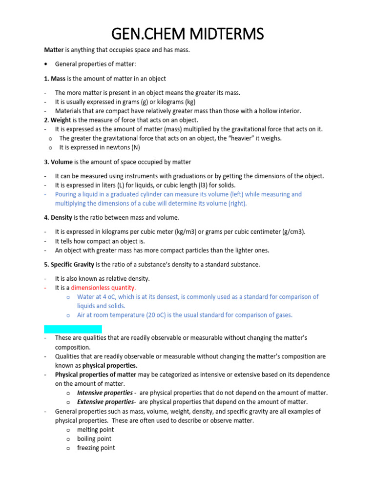Gen. Chem 1 2nd Sem Midterms Reviewer | PDF