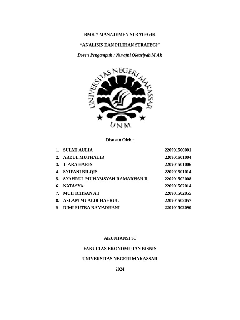 RMK 7 - Kelompok 2 - Manajemen Strategik | PDF