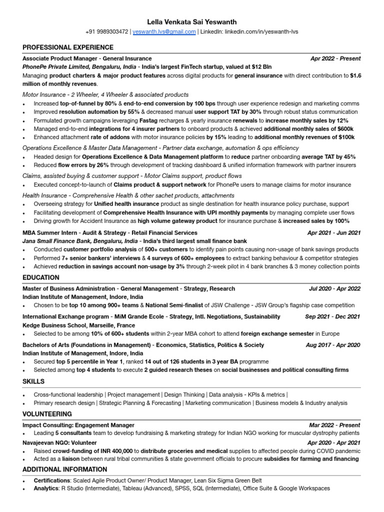 Resume - Yeswanth LVS | PDF