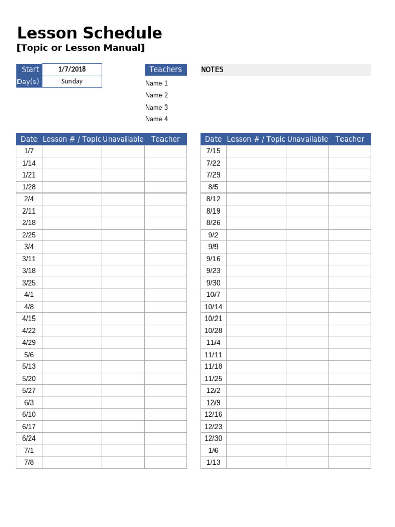 Lesson Schedule | PDF