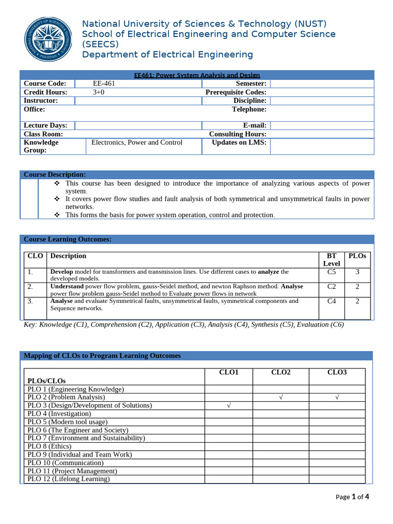 EE-461 Power System Analysis | PDF