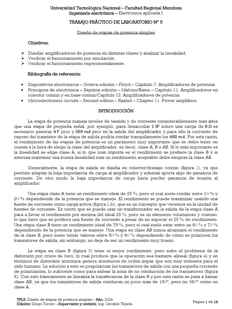 TP Electrónica Aplicada 1 Utn | PDF