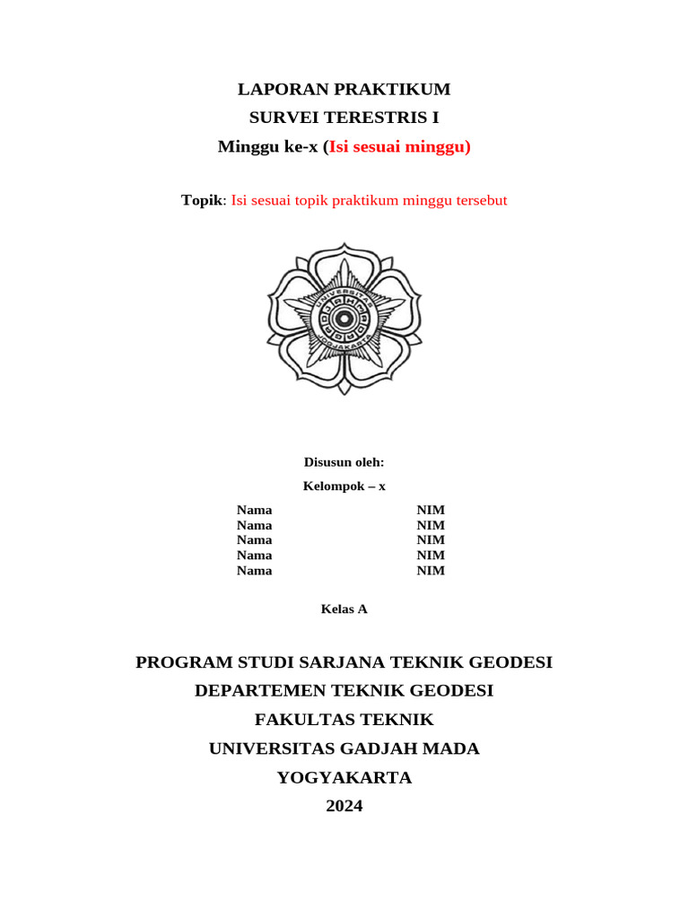 Format Laporan Praktikum Survei Terestris I A 2024 | PDF