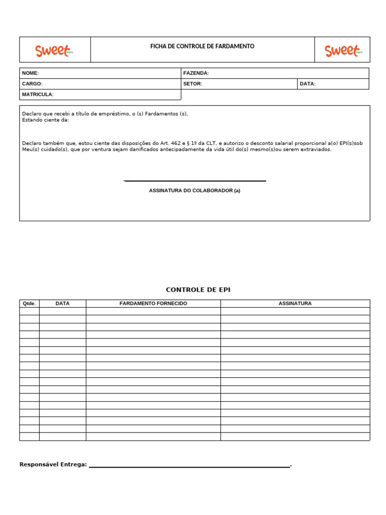 Ficha de Entrega de Fardamento | PDF