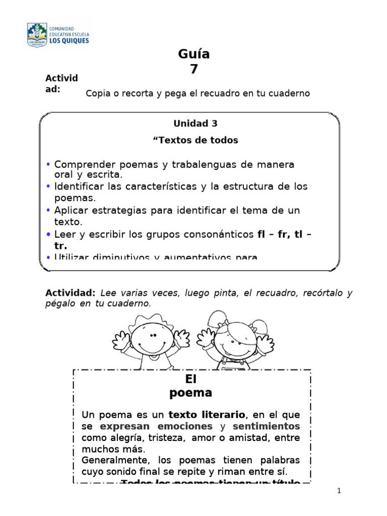 Guia Lenguaje Poemas | PDF
