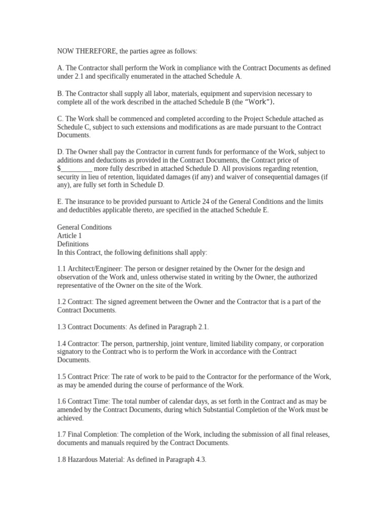 Long Form Contract Between Owner & Contractor | PDF