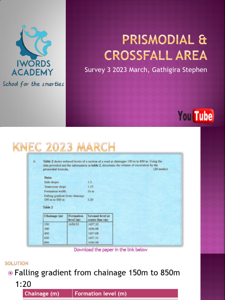 Prismodial & Crossfall Area Survey | PDF