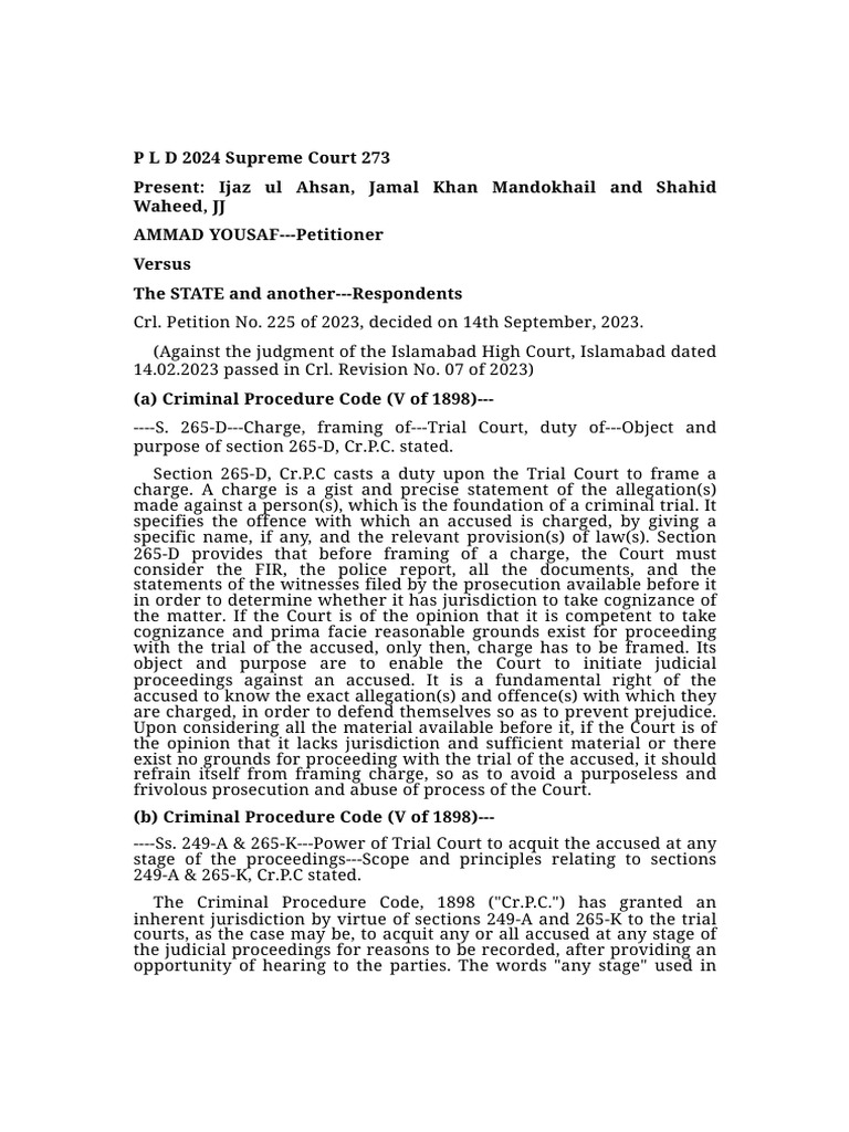 P L D 2024 Supreme Court 273 | PDF