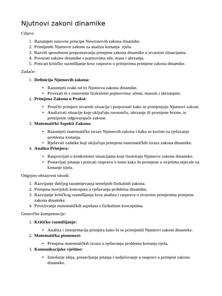 Njutnovi Zakoni Dinamike | PDF
