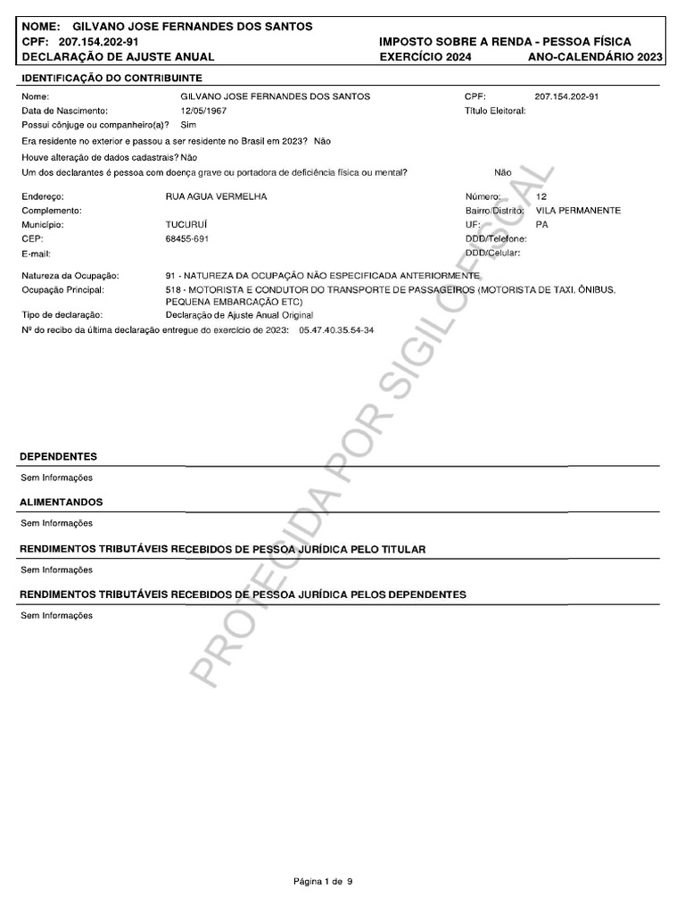 Declaração Irpf 2024 | PDF