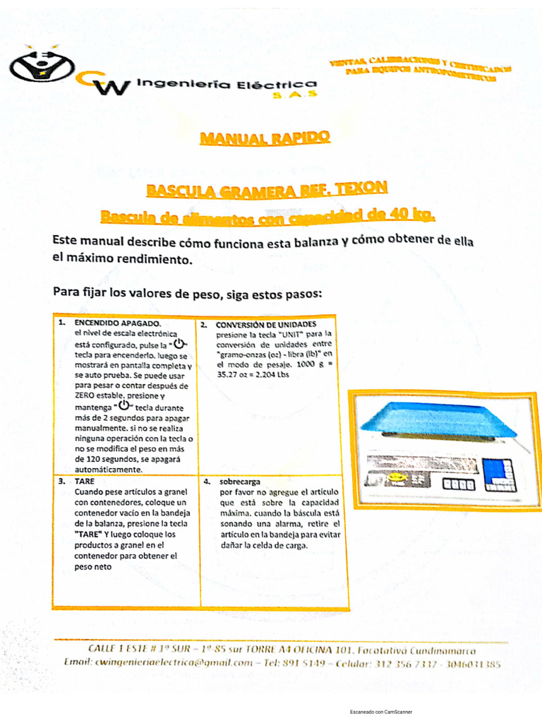 MANUAL RAPIDO BASCULA PESA MERCADO | PDF