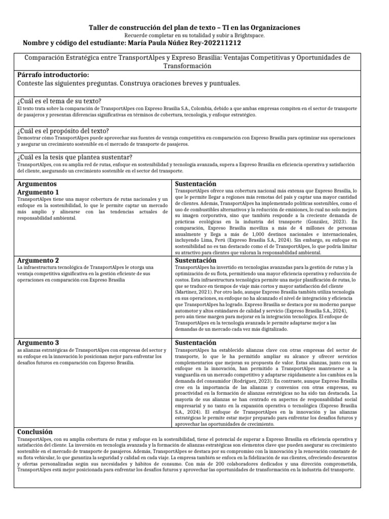 Plan de Texto Comparación TransportAlpes | PDF