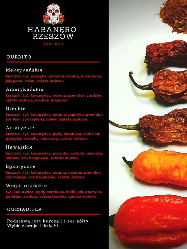 Habanero Menu | PDF