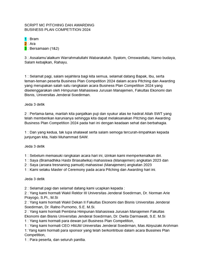 SCRIPT MC PITCHING DAN AWARDING 10.docx-1 | PDF