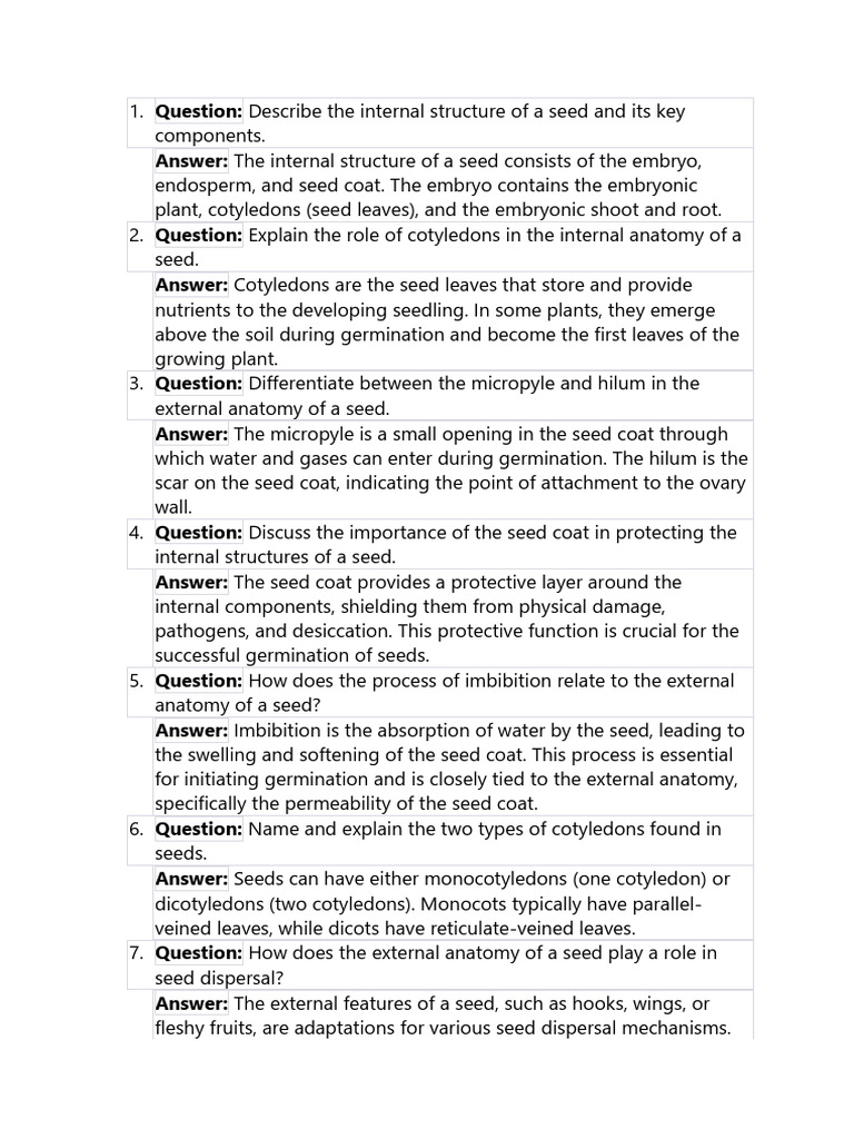 Internal and External Structure of Seed Answers | PDF