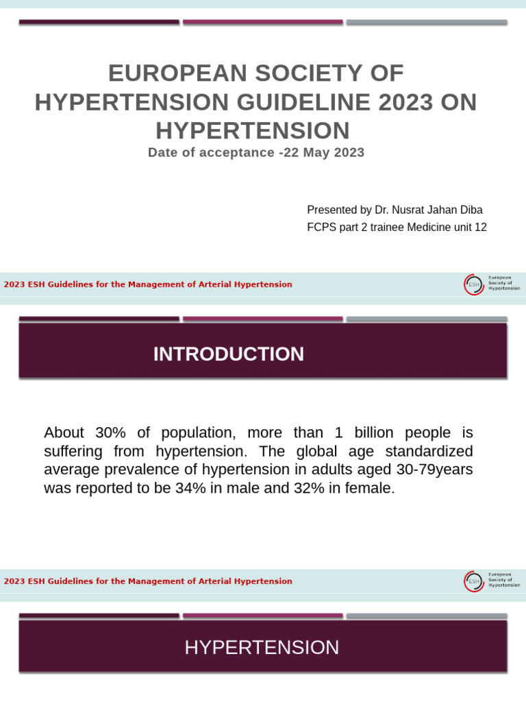 ESH 2023 Hypertension Guideline - Whats New | PDF