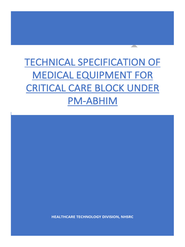 Critical Care Block- Equipment Technical Specification | PDF
