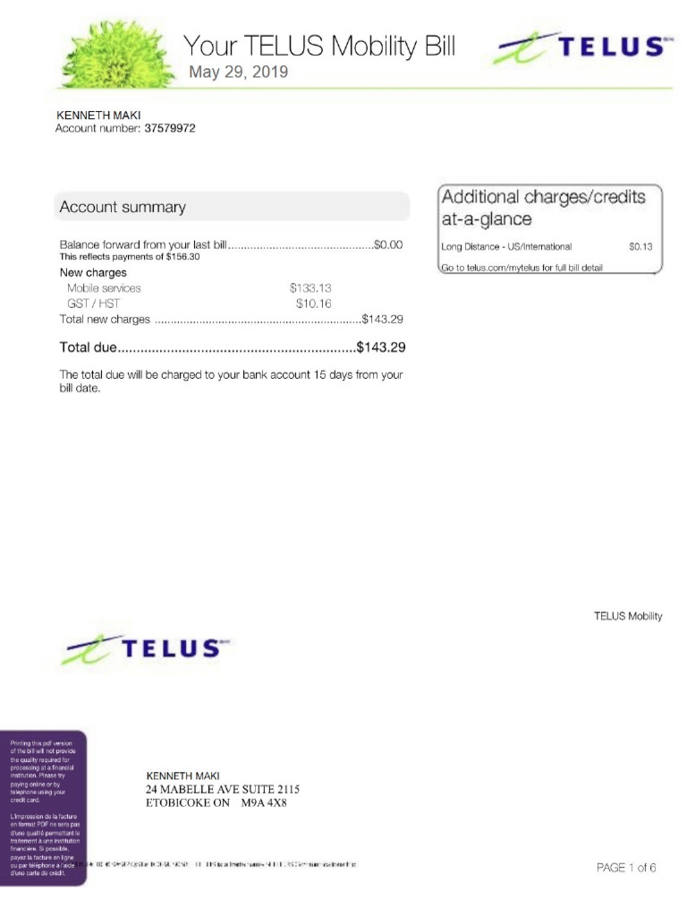 Mon Facture XR Telus | PDF