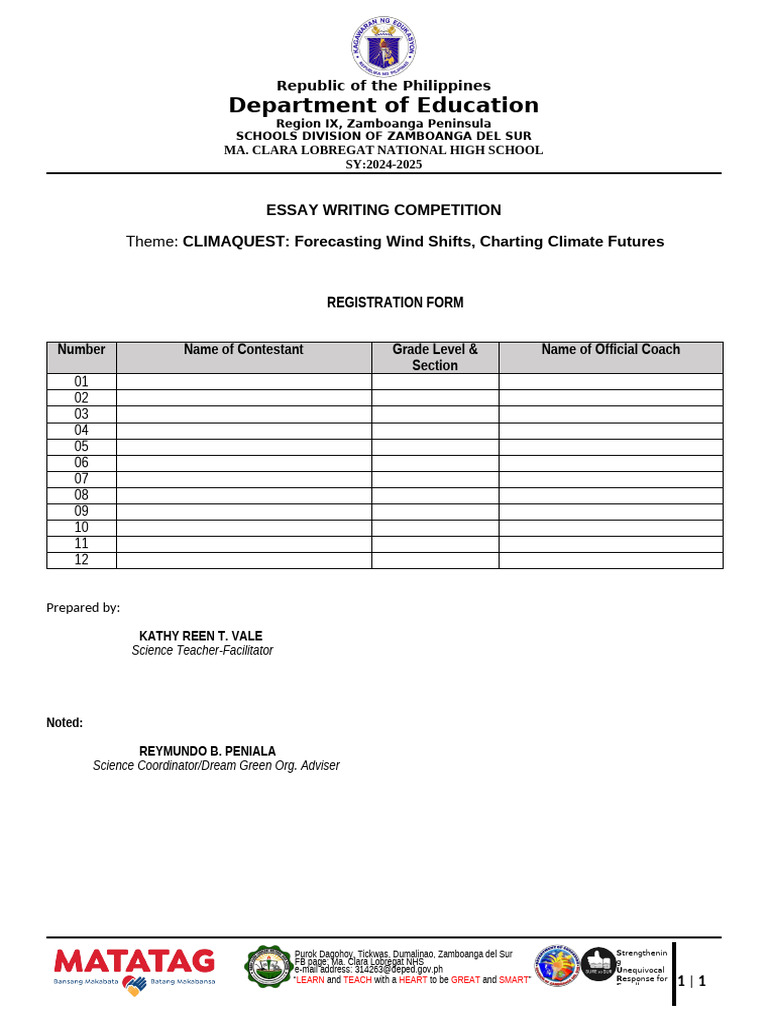 NSCM Activities Registration Form | PDF