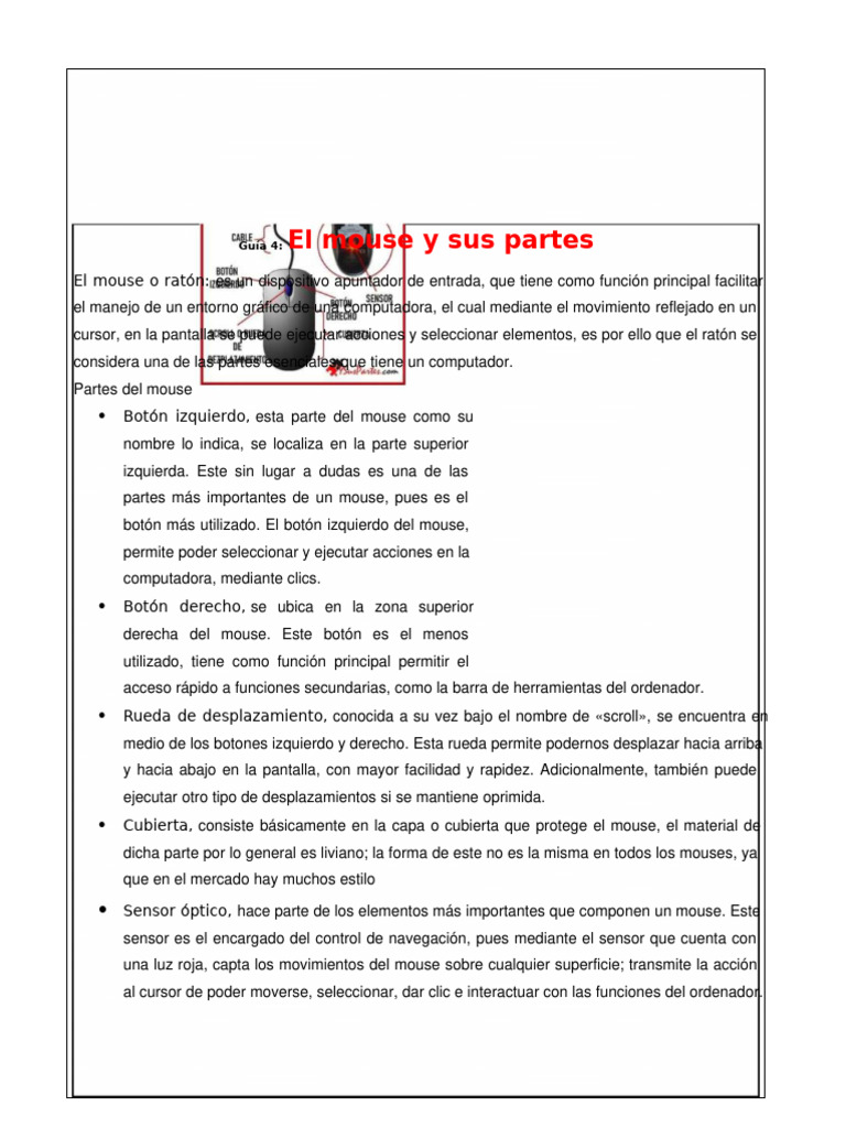 EL MOUSE Y SUS PARTES | PDF
