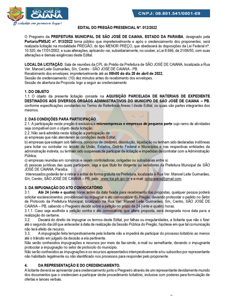 Edital - Material de Expediente | PDF