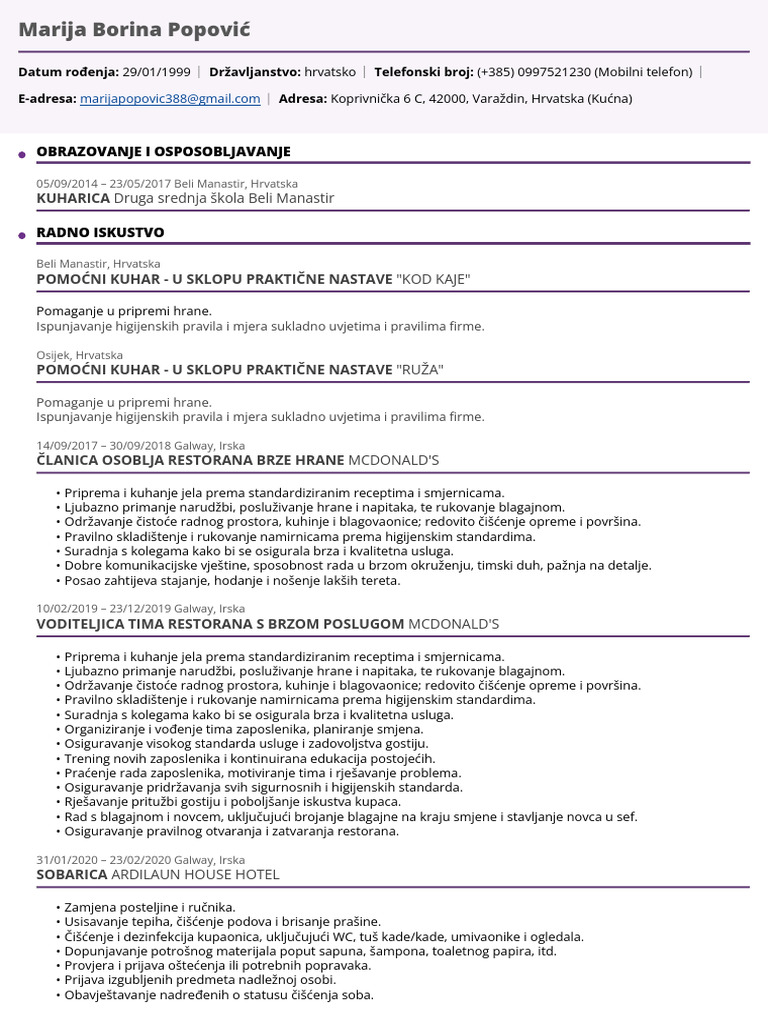 Marija CV 2024 | PDF