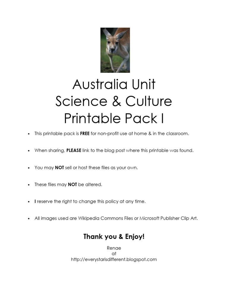 Australian Animals Science & Culture Printable Pack 1 | PDF
