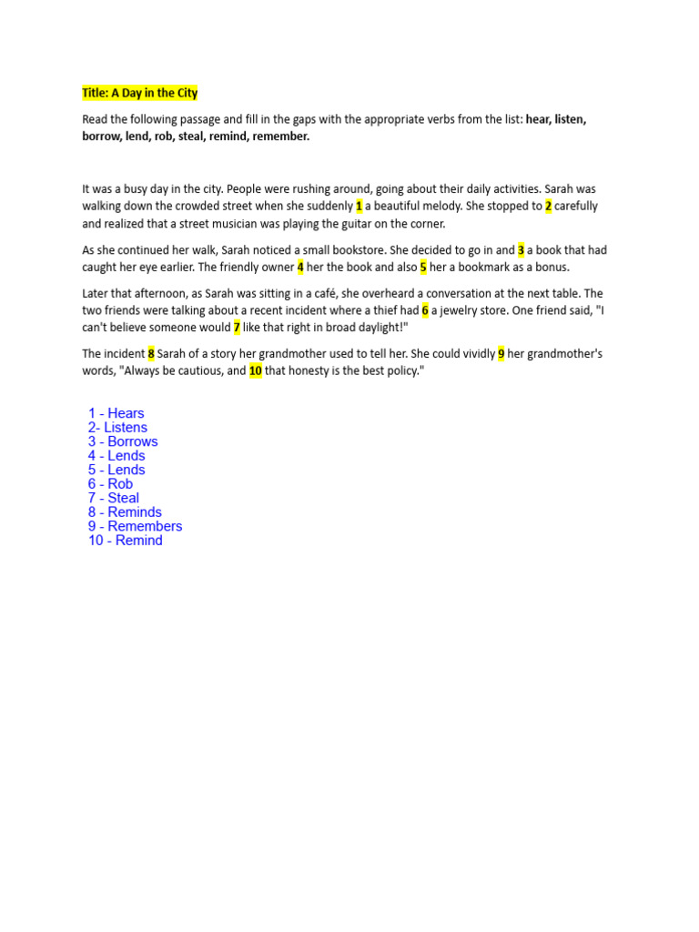 Confusing Verbs Exercise | PDF