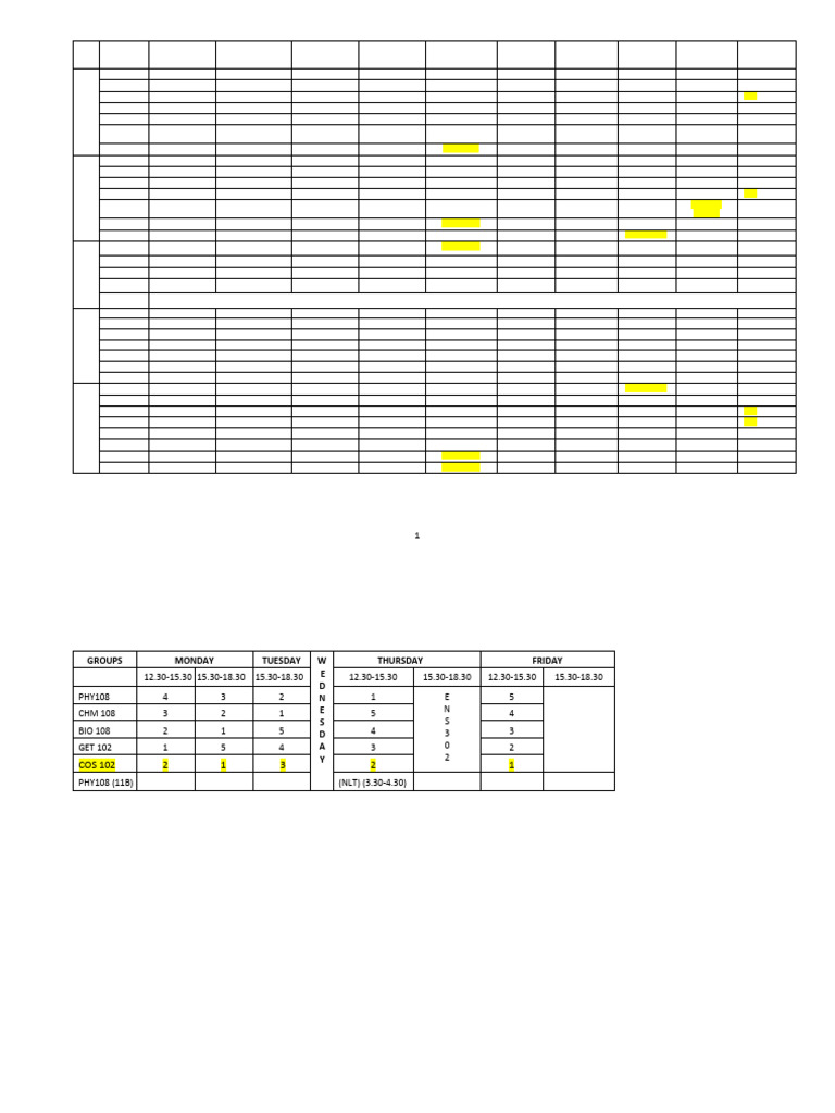2023-2024 - Rain Semester University Courses Lecture Time Table | PDF