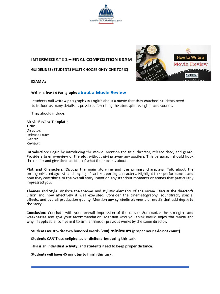 Intermediate 1 - Final Composition Exam 2024 | PDF