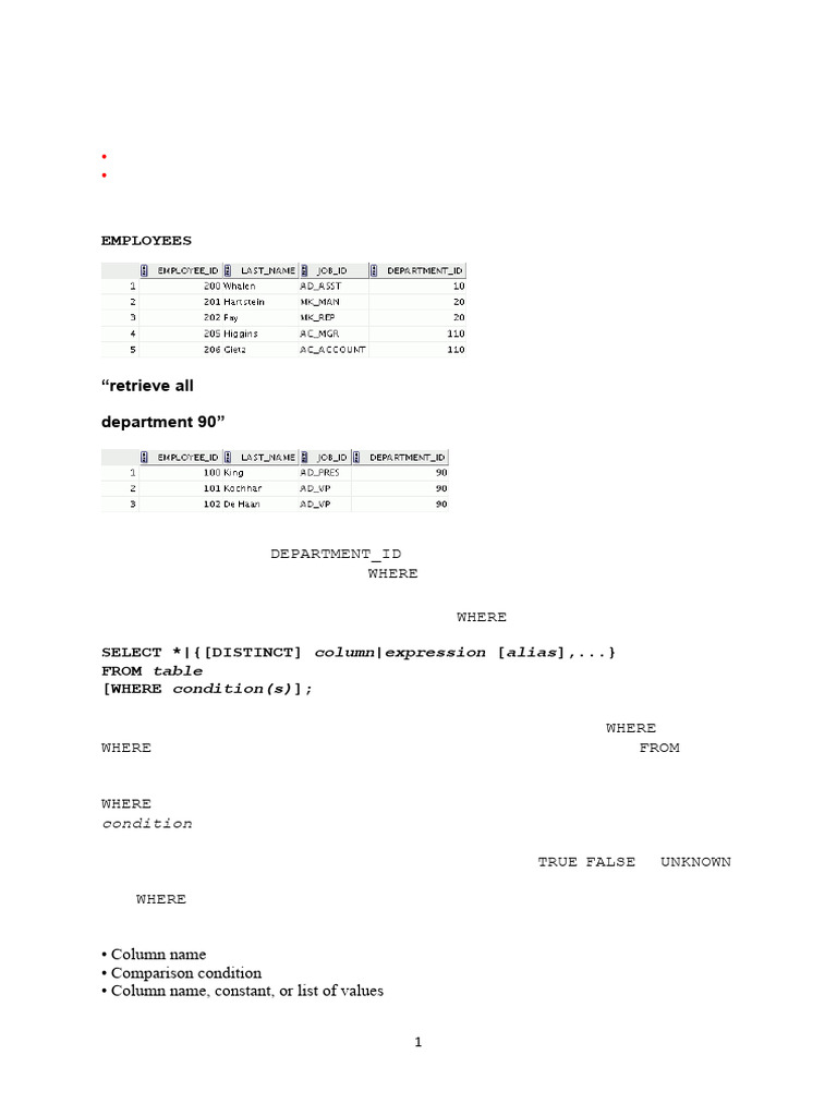 Chapter 2 Restricting and Sorting Data | PDF