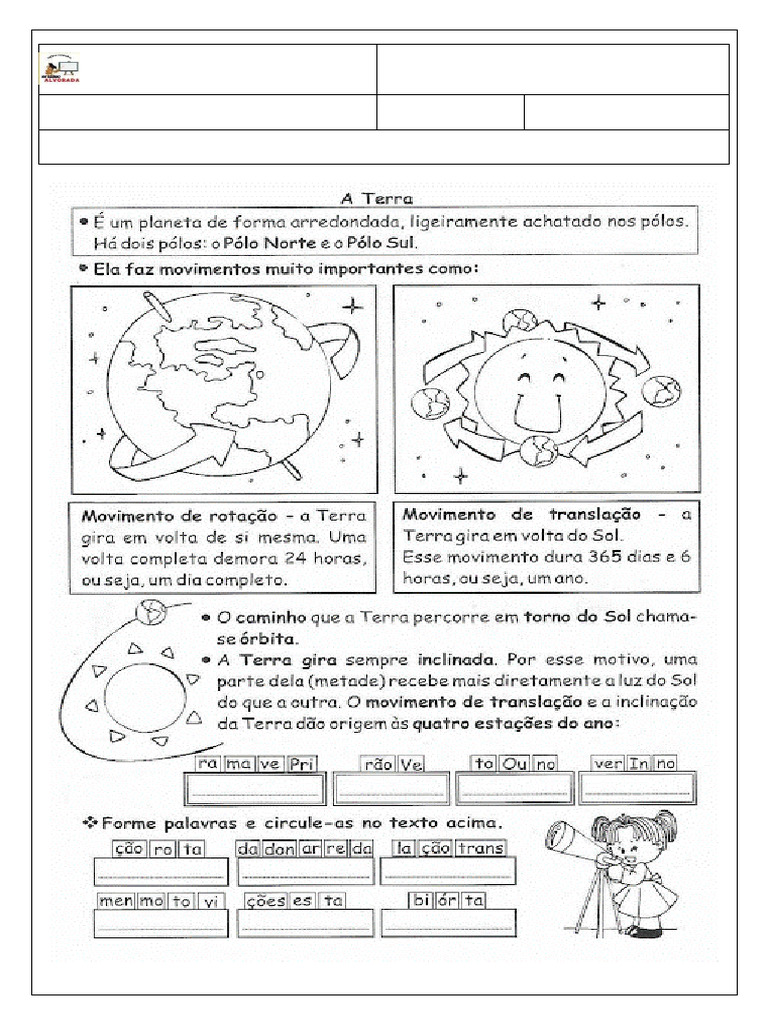 Atividade Ciências Planeta Terra | PDF