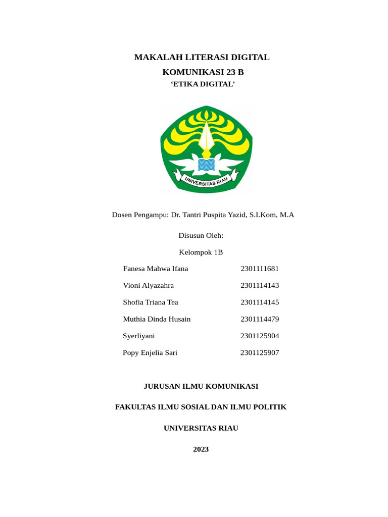 Makalah Literasi Digital Kelompok 1b | PDF