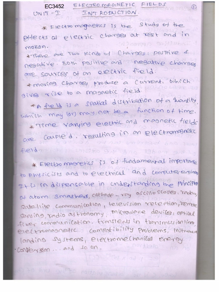 Electromagnetic Field Notes | PDF