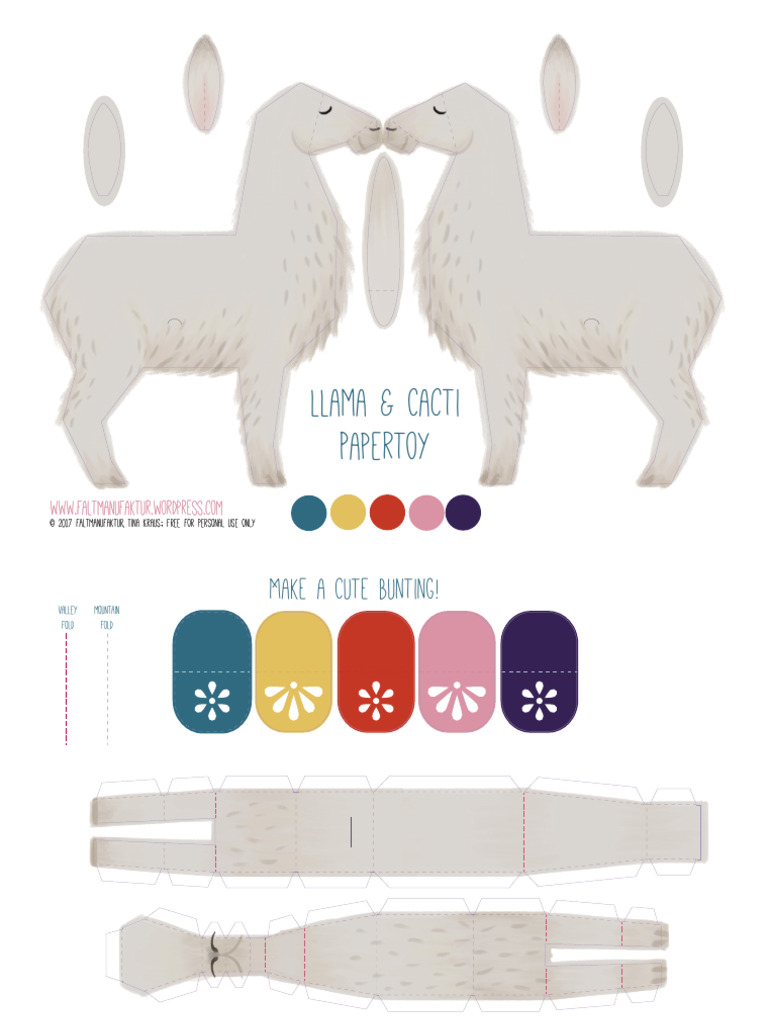Llama Cacti Papertoy Freebie Diy Faltmanufaktur | PDF