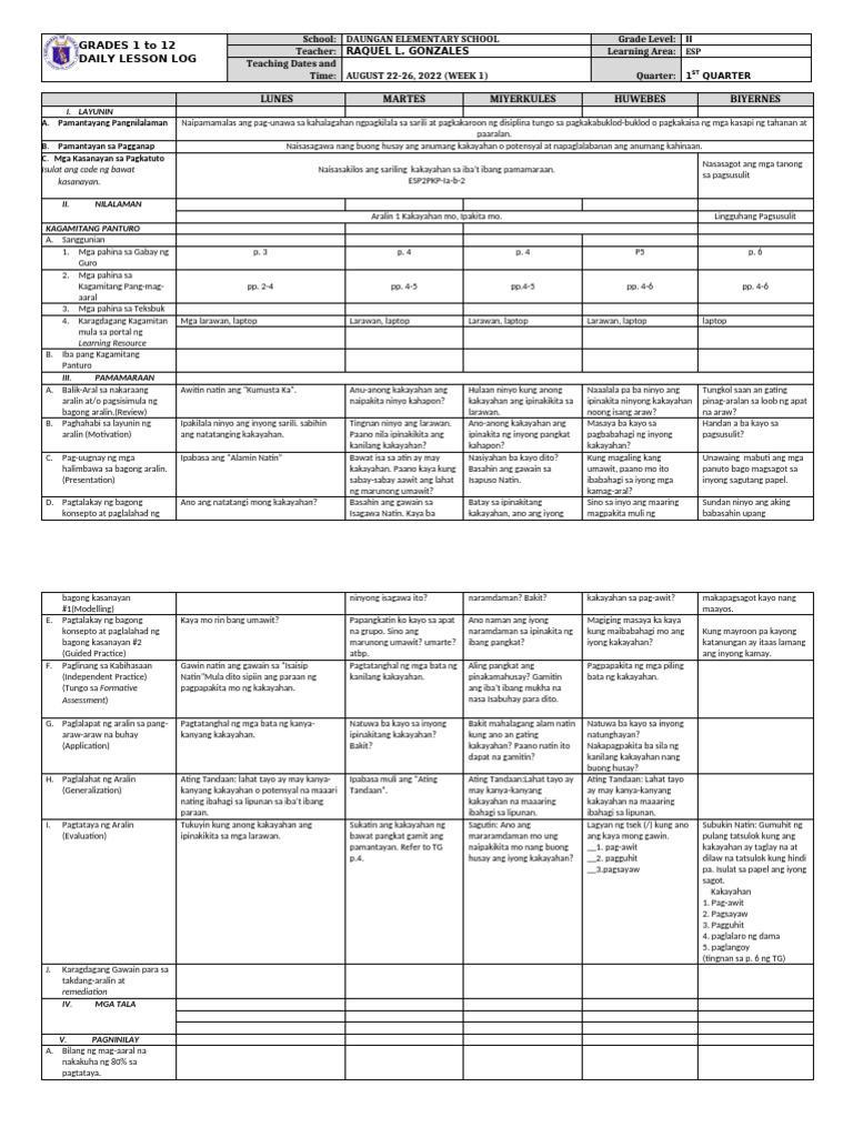 DLL - Esp 2 - Q1 - W1 | PDF