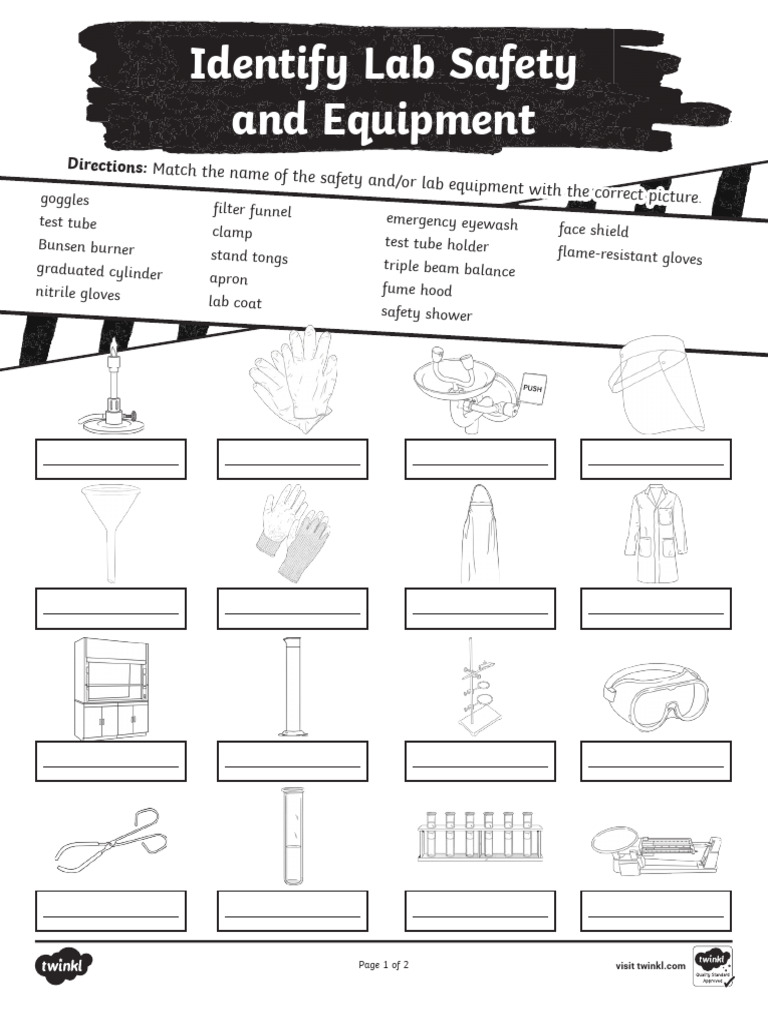BW Identify Lab Safety and Equipment Activity | PDF