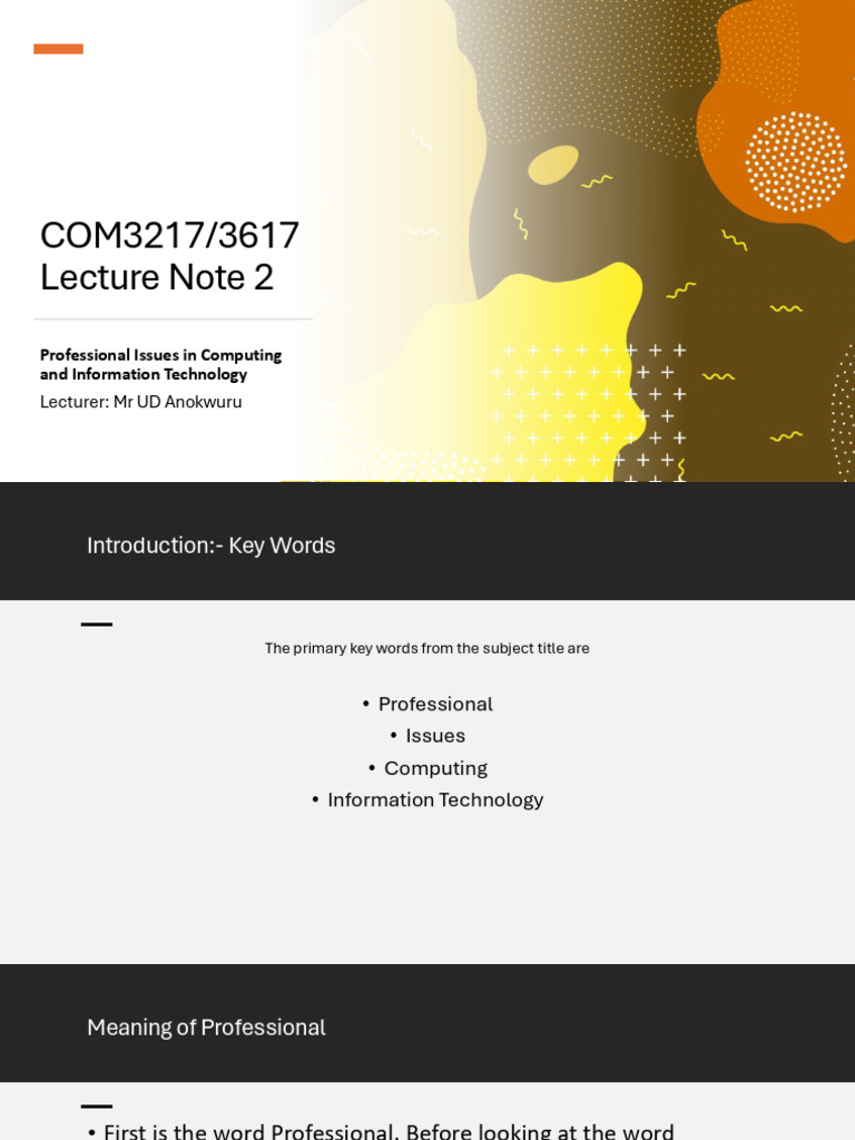 COM3217 Lecture Note2 2024 | PDF
